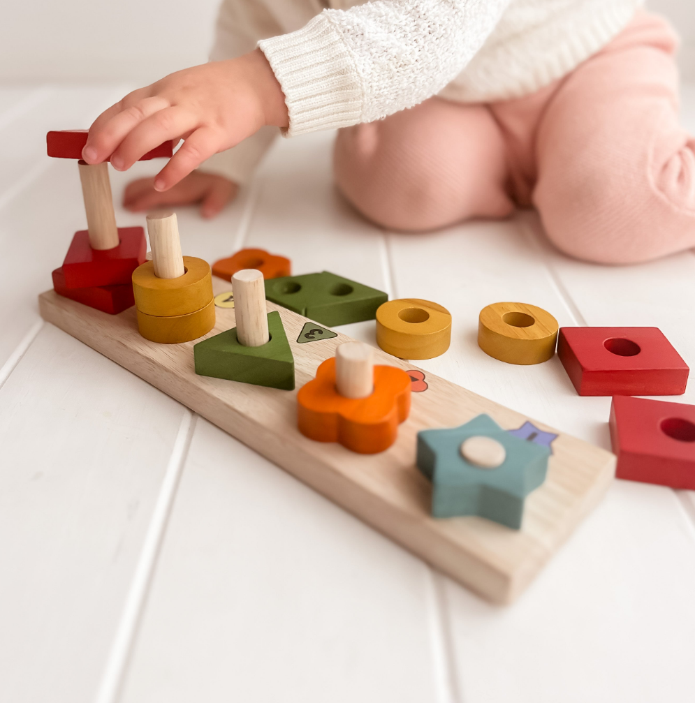 Wooden Shapes and Numbers Stacker – LOVE MY BABY